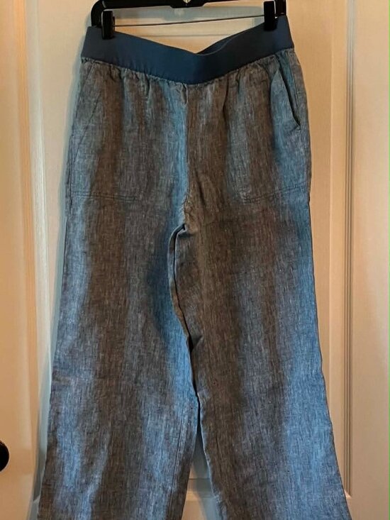 Lands' End | Pants & Jumpsuits | Lands End Blue Linen Wide Leg Pants ...